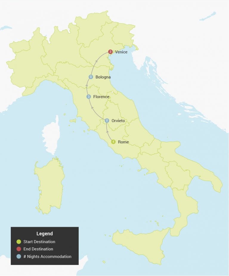 Italia Mia - Rome, Florence & Venice Map